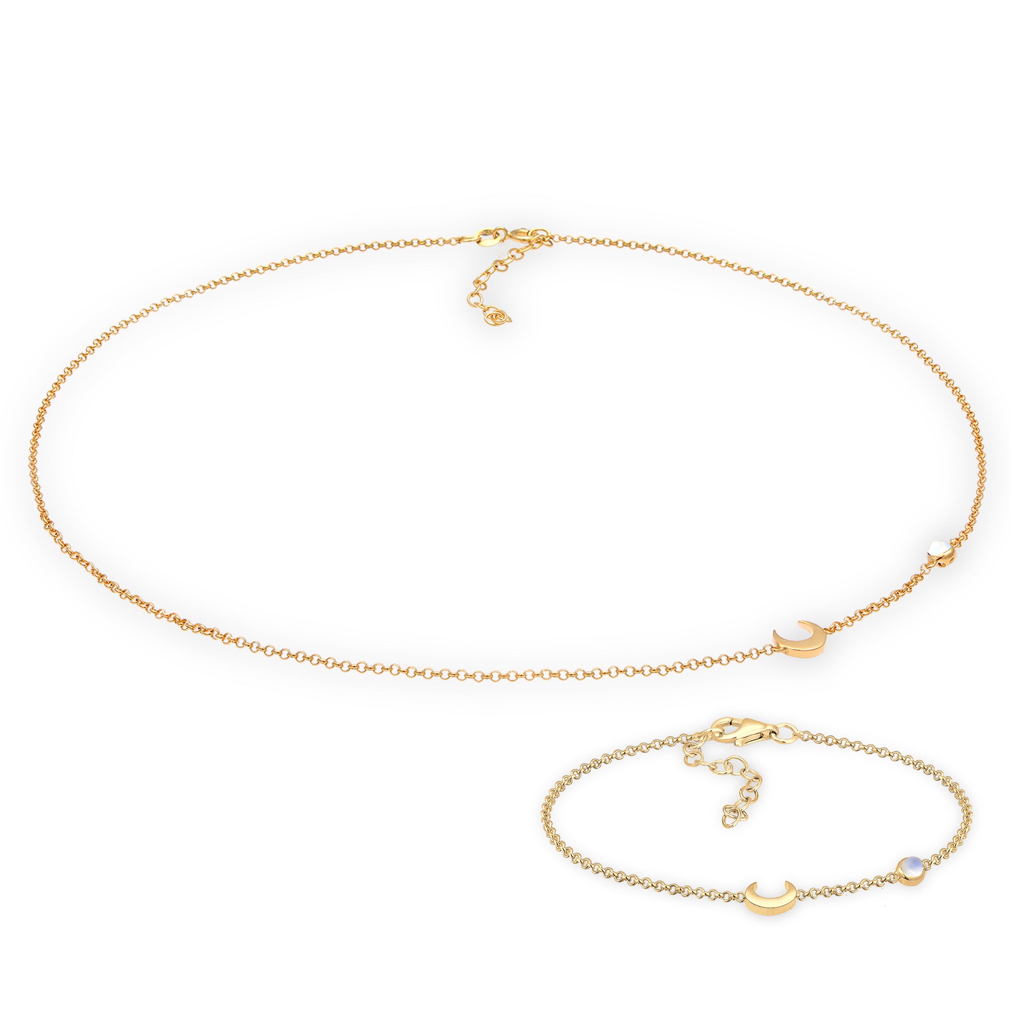 Half Moon Mondstein Armband & Halskette